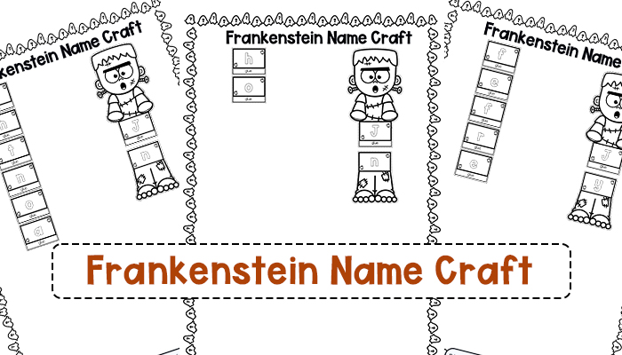 Frankenstein Name Craft - Name Tracing Worksheets