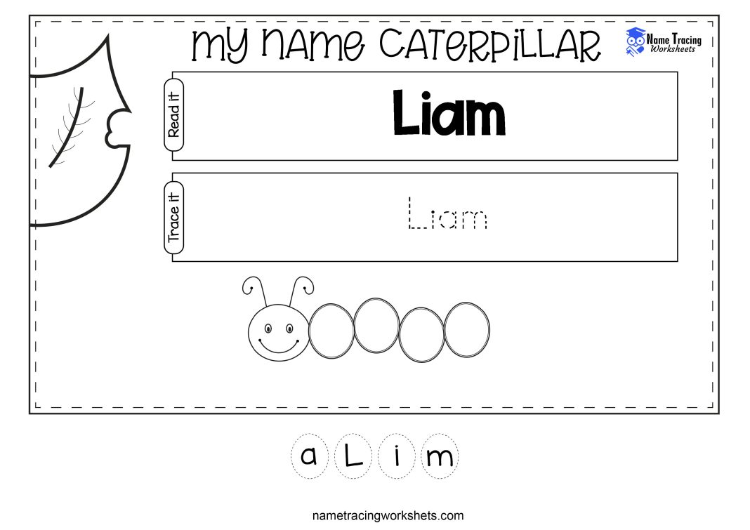 Name Caterpillar Worksheets - Name Tracing Worksheets